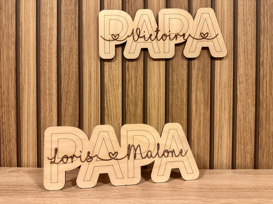 Personalized PAPA Wooden Plaque With Engraved First Names, Father's Day ...