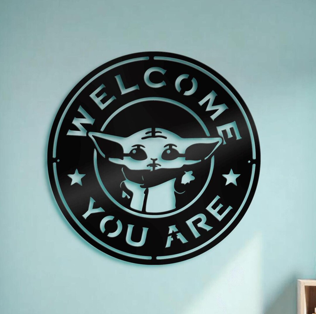 Baby Yoda Metal Sign - Star Wars Sign - Star Wars Wall Décor - Welcome ...