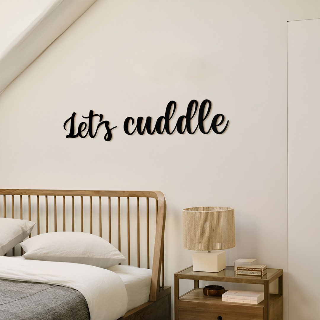 Let's Cuddle Metal Wall Art, Modern Artwork, Bed Room Display, Script ...