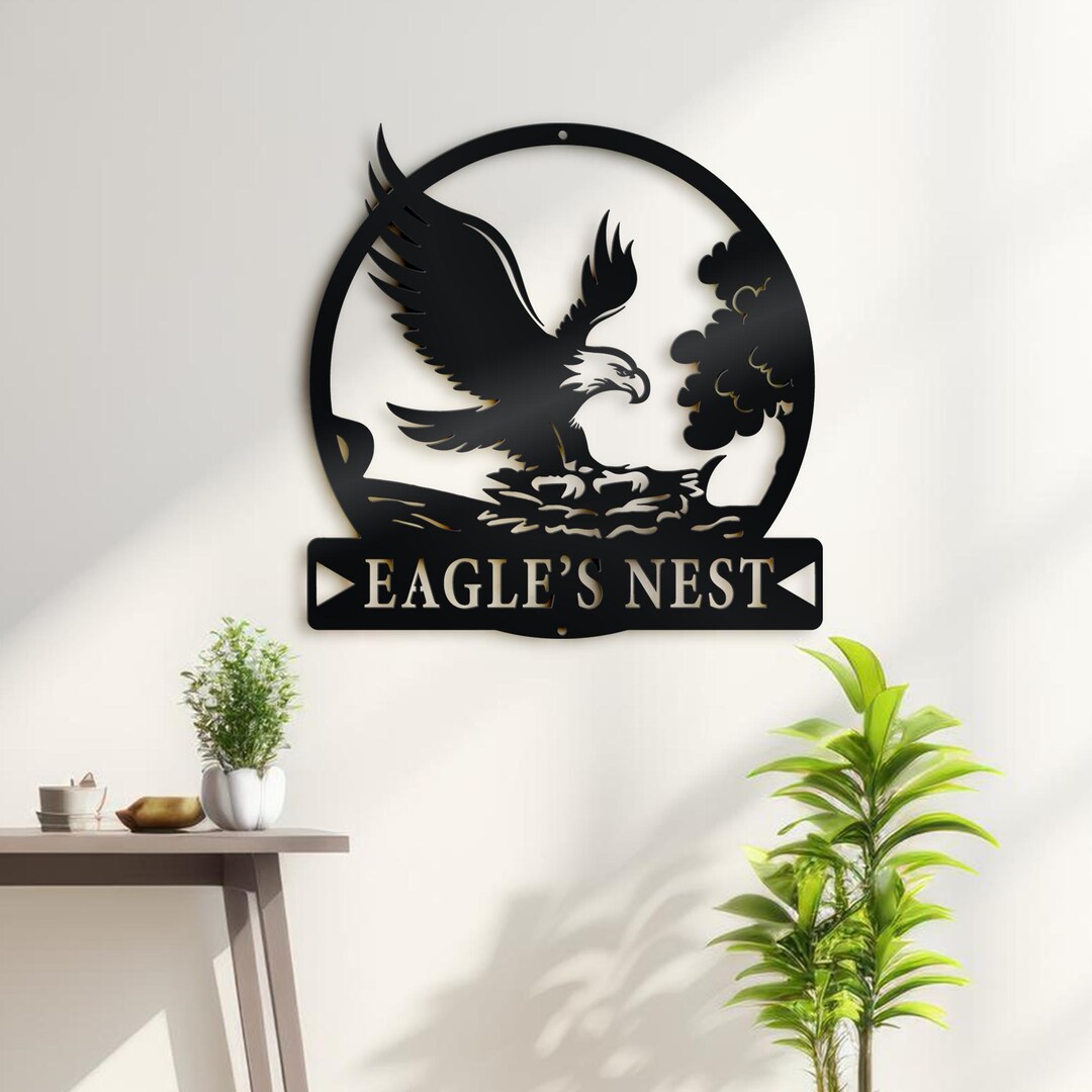 Eagle's Nest Sign - Metal Eagle Sign - Outdoor Monogram - Christmas ...