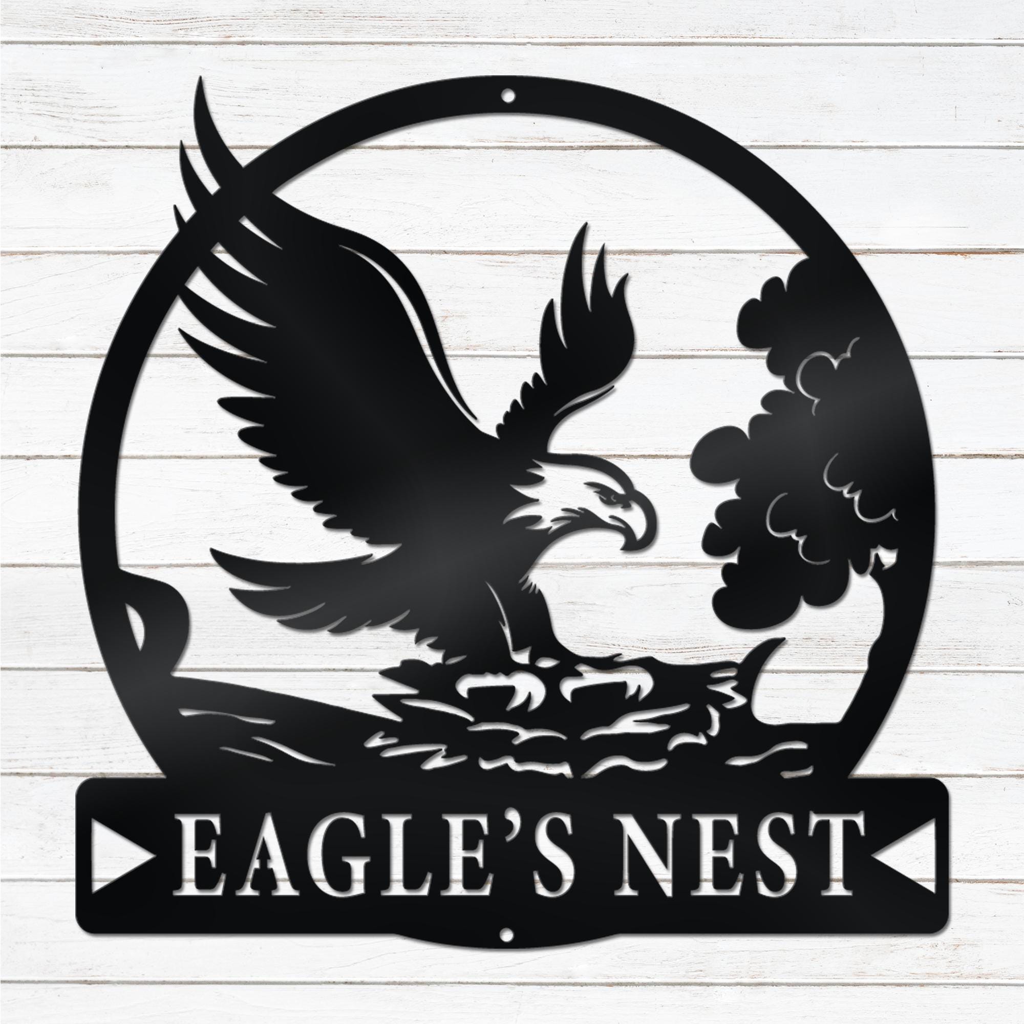 Eagle's Nest Sign - Metal Eagle Sign - Outdoor Monogram - Christmas ...