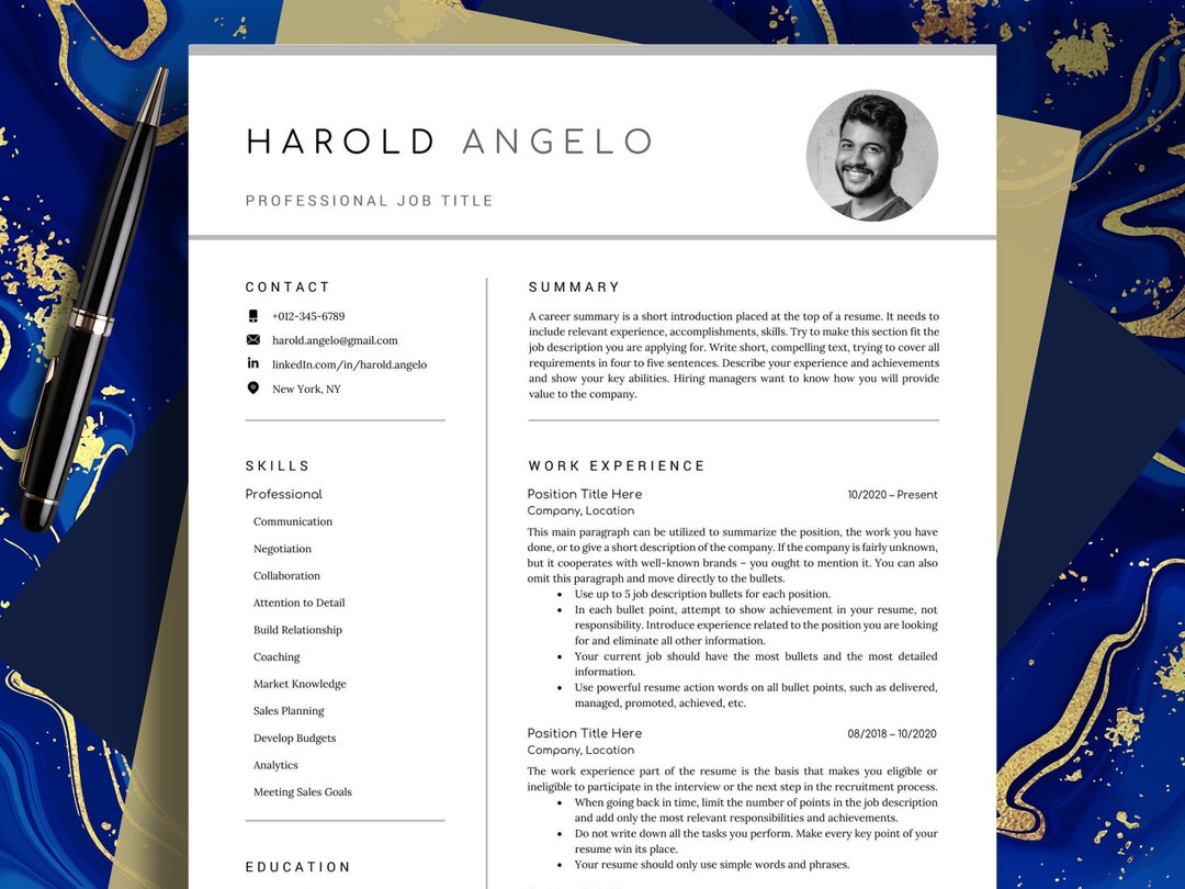 Resume Template, CV Template Google Docs, Professional Resume Template ...