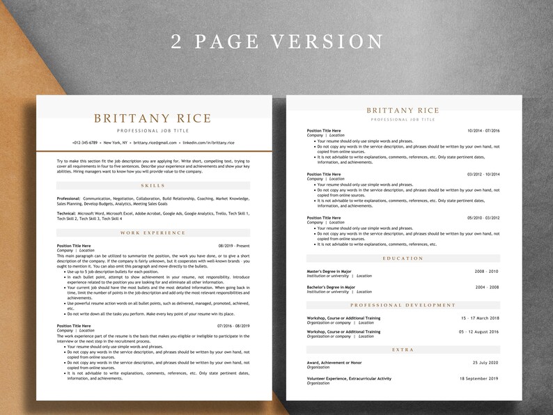 ATS Resume Template Google Docs ATS Friendly Resume Template - Etsy