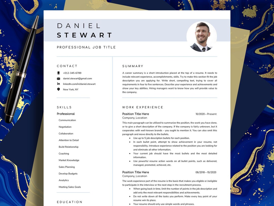 Resume Template, CV Template Google Docs, Professional Resume Template ...