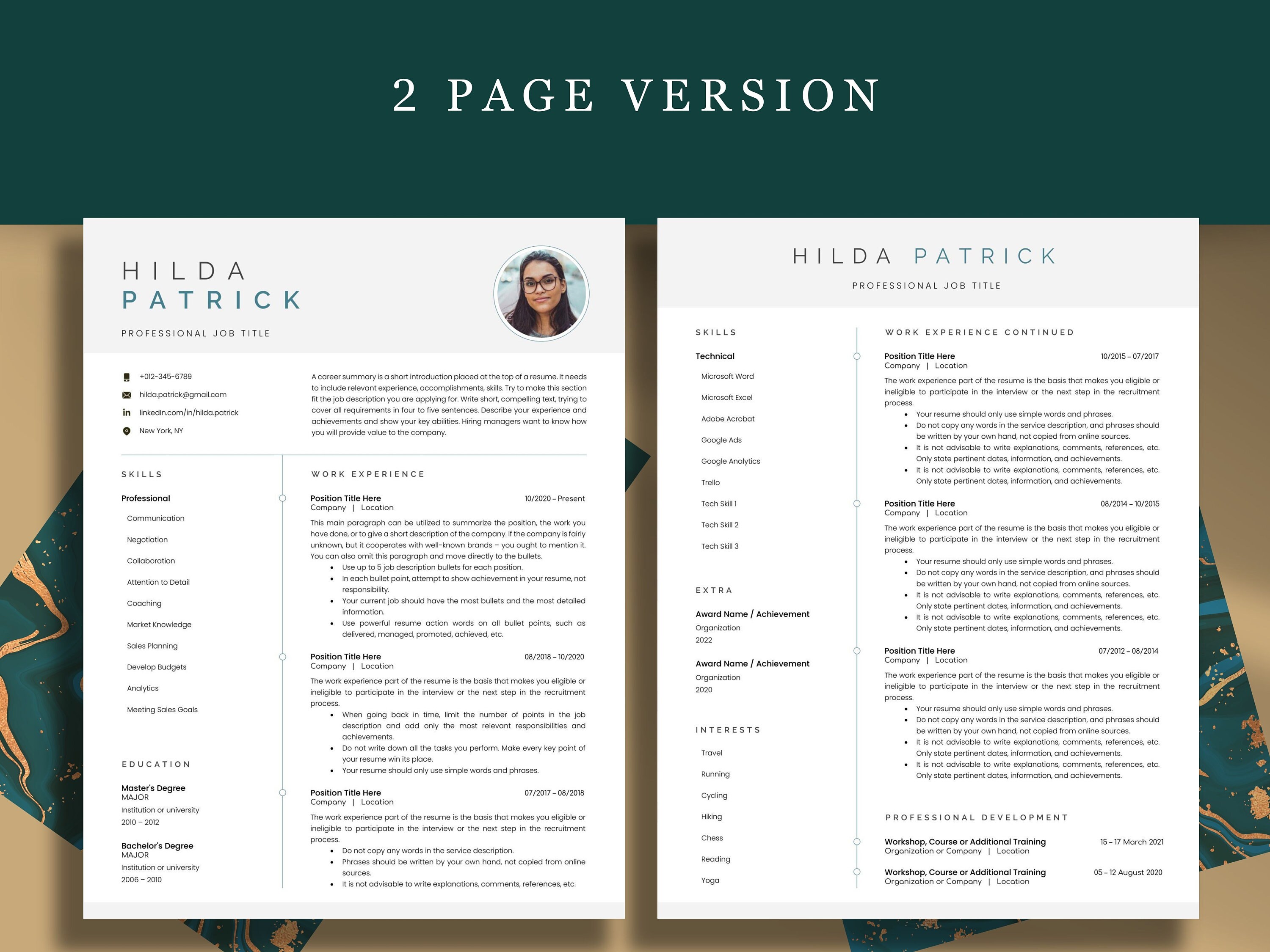 Resume Template, CV Template Google Docs, Professional Resume Template ...