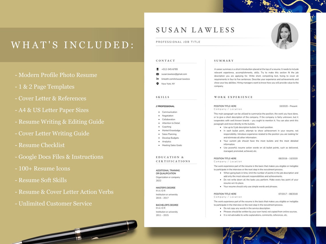Resume Template, CV Template Google Docs, Professional Resume Template ...