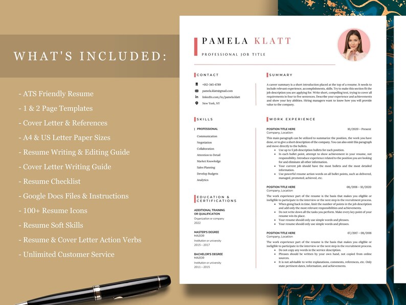 Resume Template, CV Template Google Docs, Professional Resume Template ...