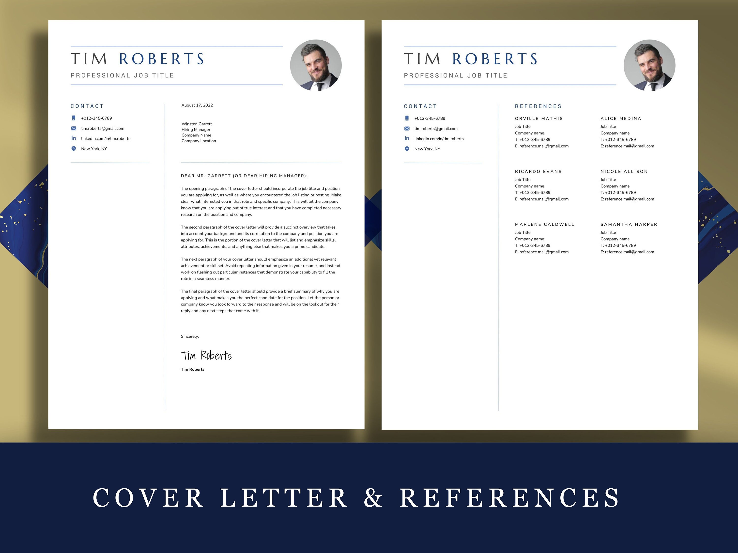 Resume Template Cv Template Google Docs Professional Resume Etsy