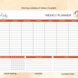 Printable Weekly Planner A4 Size - Etsy