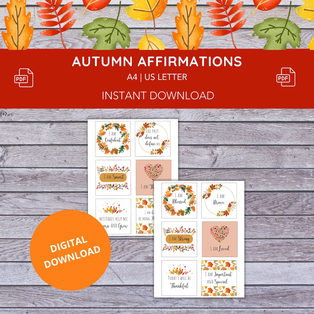 Autumn Affirmation Cards Printable Positive Affirmation - Etsy