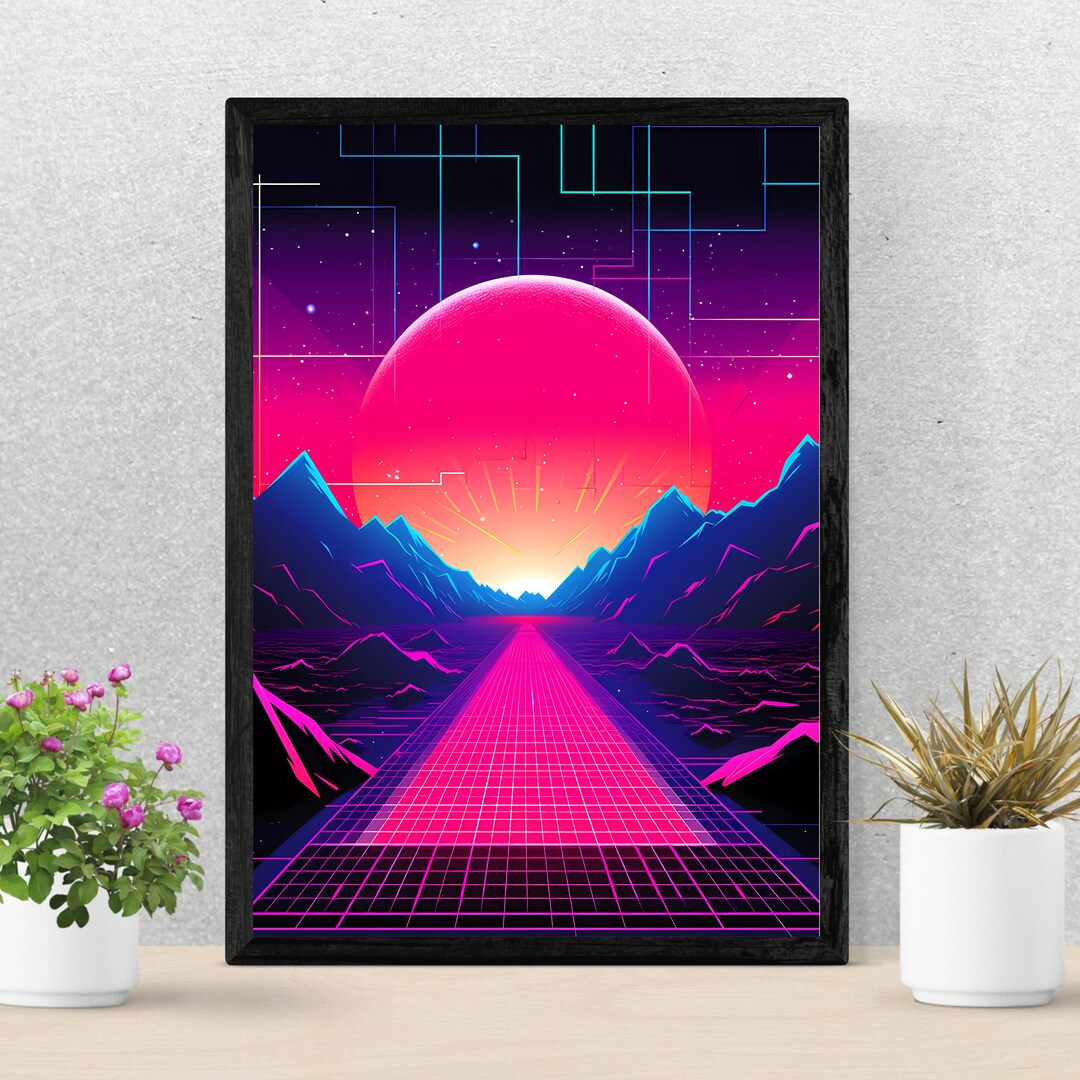Neon Sunset From the '80s | Wall Decor | Office Decoration | Wall ...