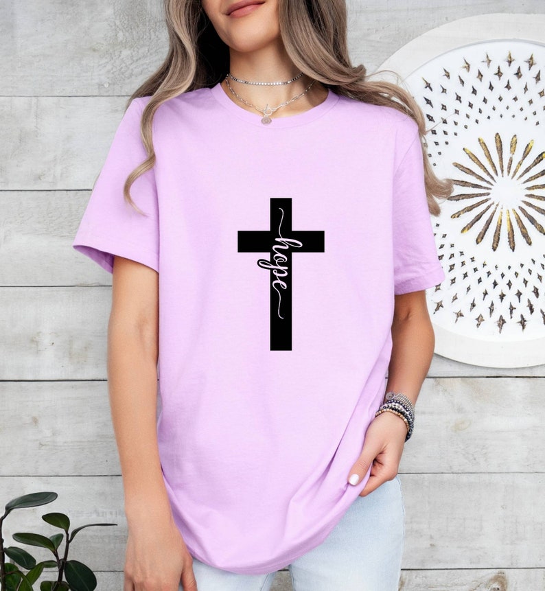 Hope Cross Catholic Boho Church Shirt With Inspirational Bible Verse ...