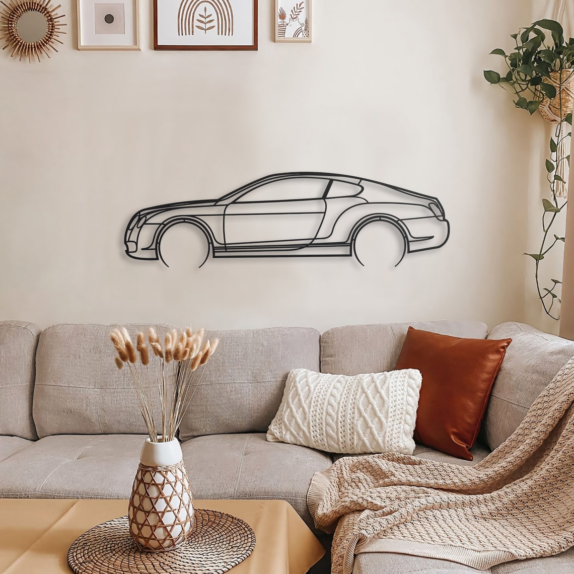 Continental GT Detailed Metal Car Silhouette, Continental GT Wall Art ...