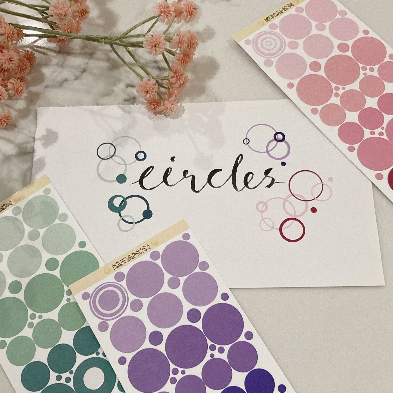 Circle Rings Deco Sticker Sheet | Waterproof | Matte | Gloss | Journal ...