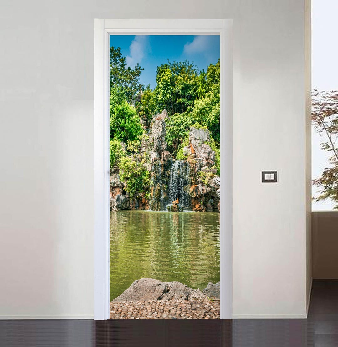 Waterfall Door Mural, Peel and Stick Vinyl Decal, Nature Landscape ...