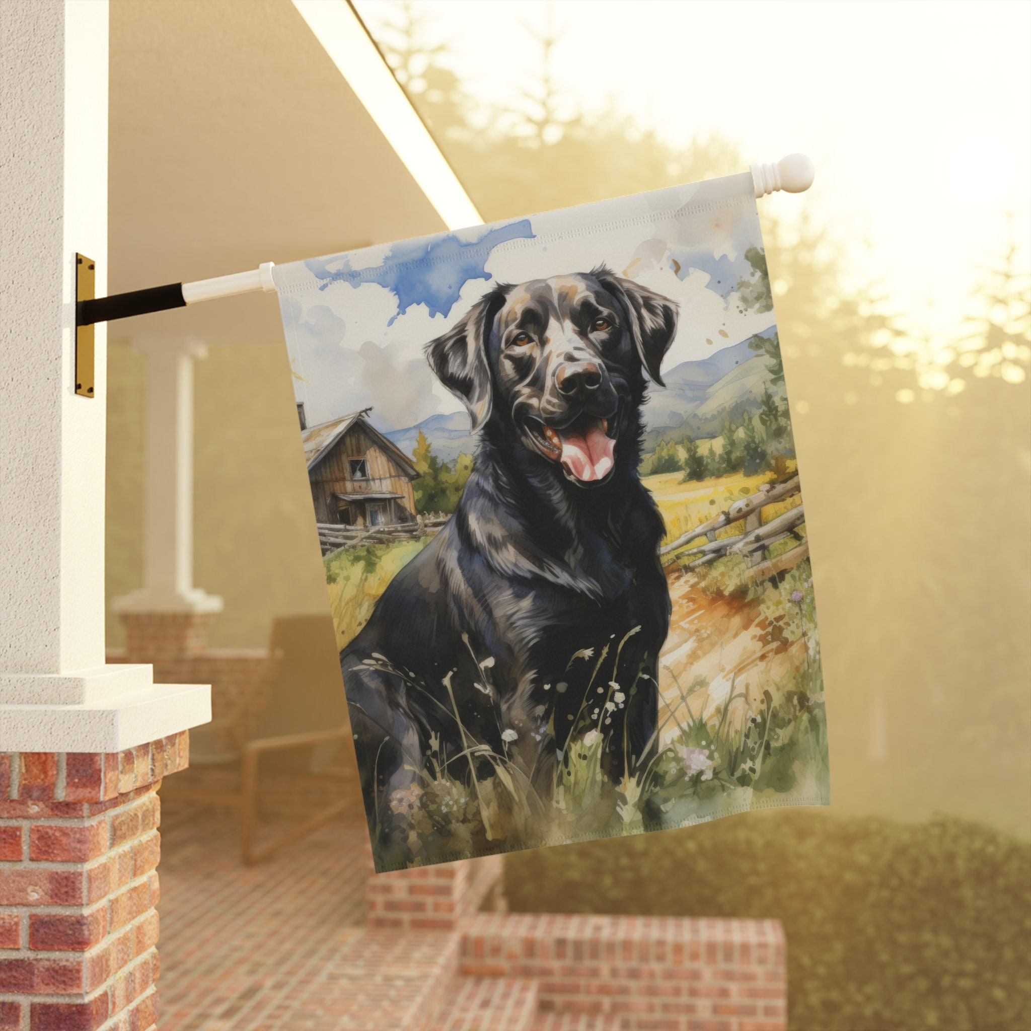 Black Labrador on Farm Garden & House Banner, Dog Flag, Lawn Ornament ...
