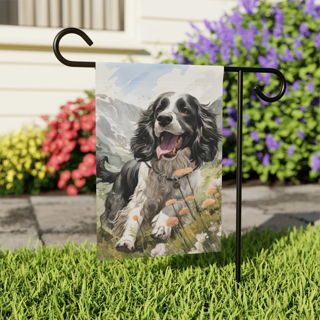 Happy Cocker Spaniel Garden Flag and Banner, Dogs Alpine Frolic ...