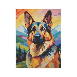 Colorful Noble German Shepherd Garden & House Flag, Dog Banner, Fauvism ...