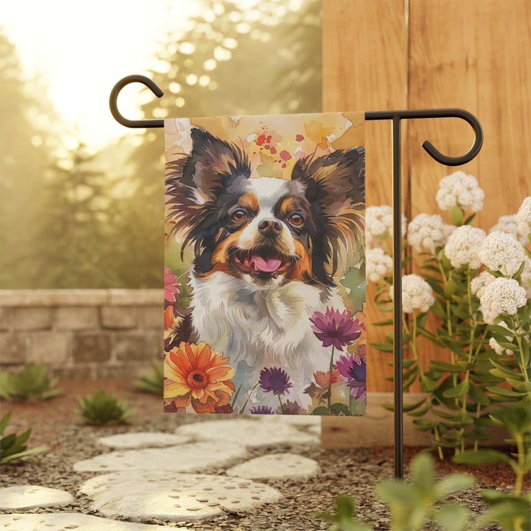 Happy Papillon Flower Garden Flag, House Welcome Banner, Outdoor Decor ...
