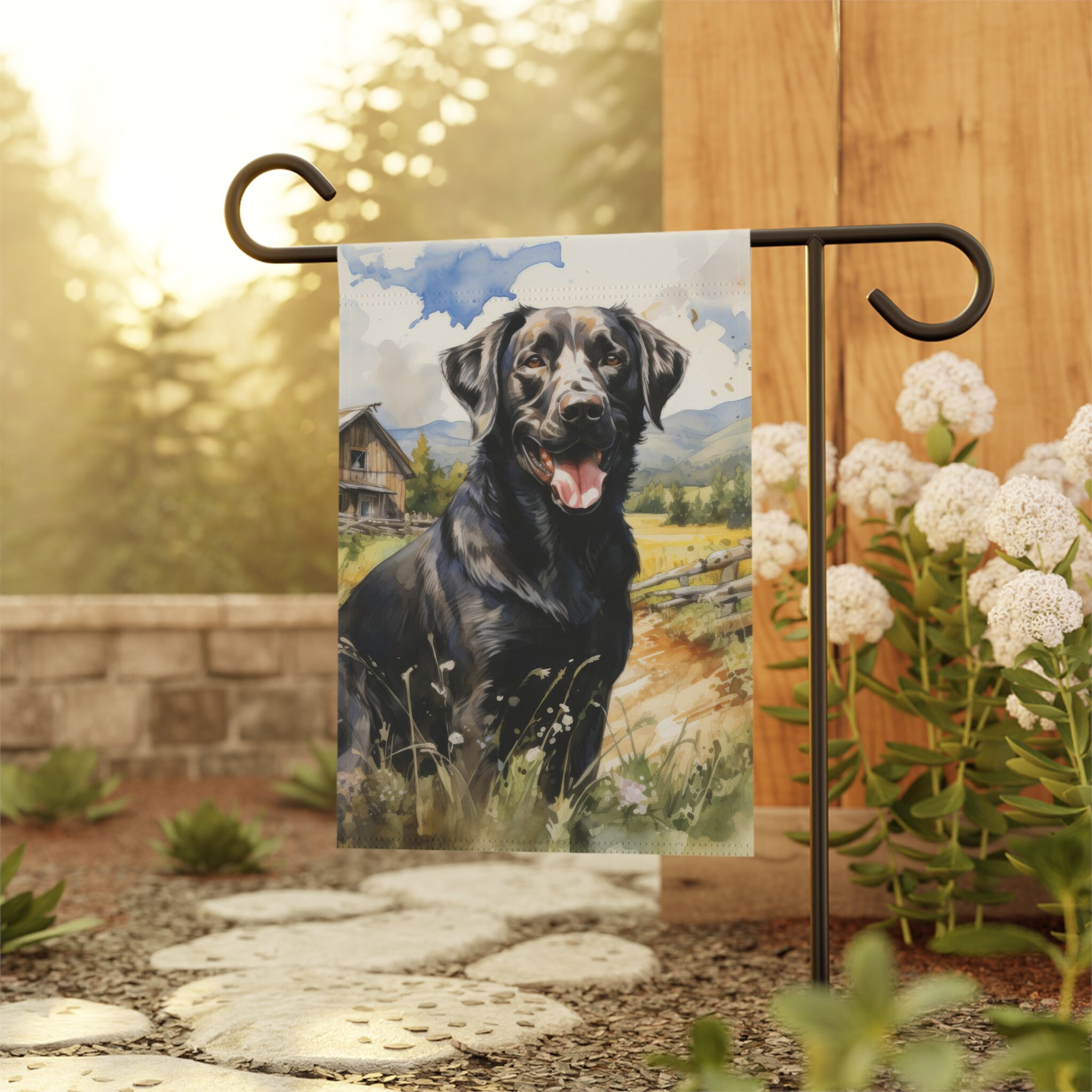 Black Labrador on Farm Garden & House Banner, Dog Flag, Lawn Ornament ...