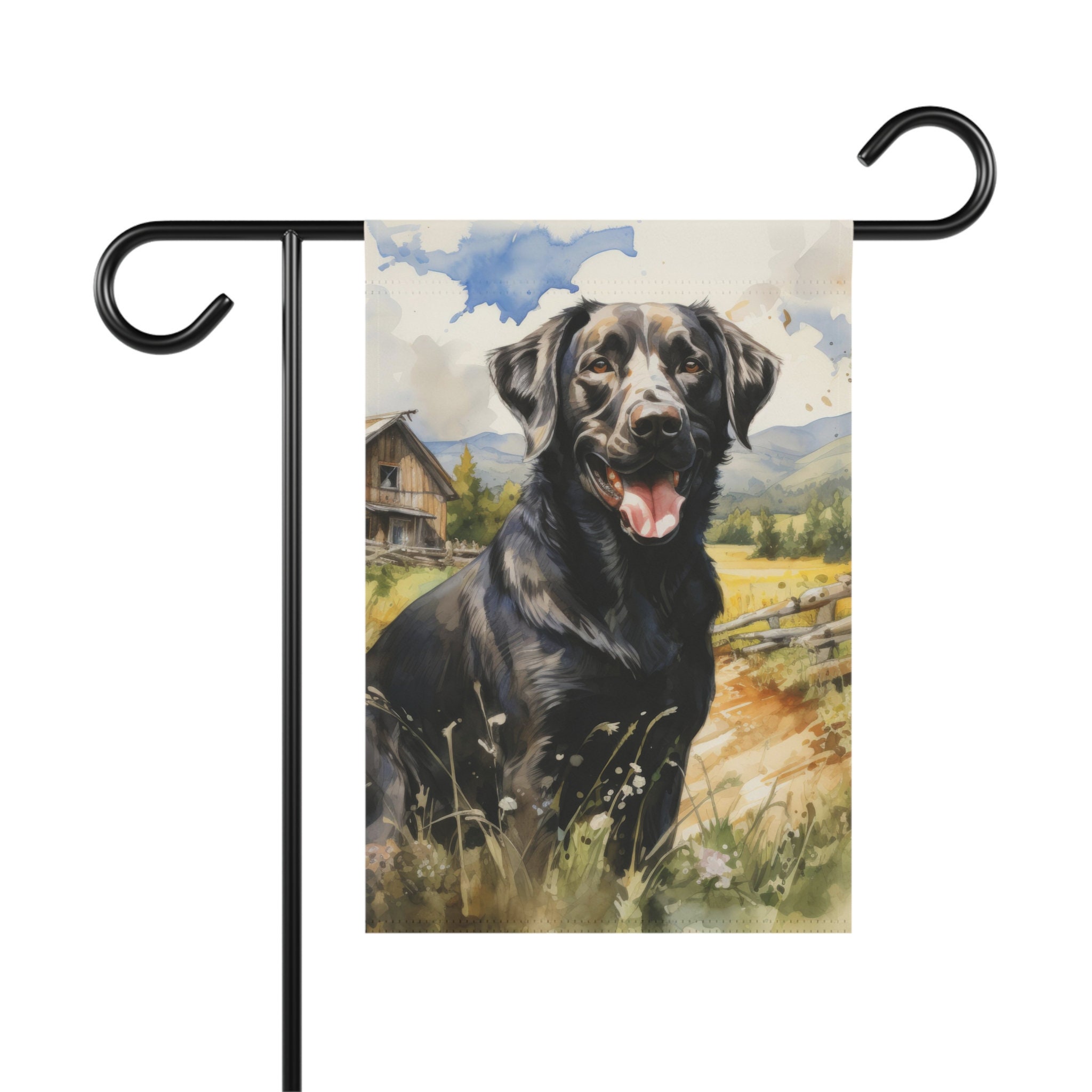 Black Labrador on Farm Garden & House Banner, Dog Flag, Lawn Ornament ...