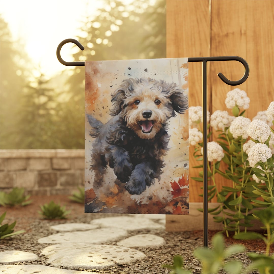 Happy Toy Poodle Fall Garden Flag and Banner, Outdoor Decor, Perfect ...