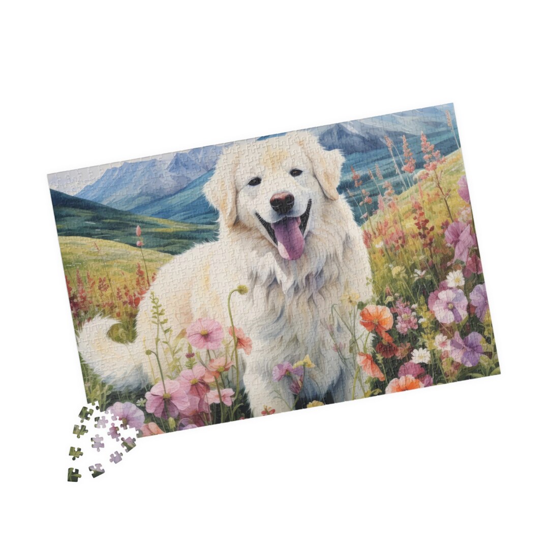 Great Pyrenees Alpine Meadow Jigsaw Puzzle, Chipboard Dog Puzzle ...