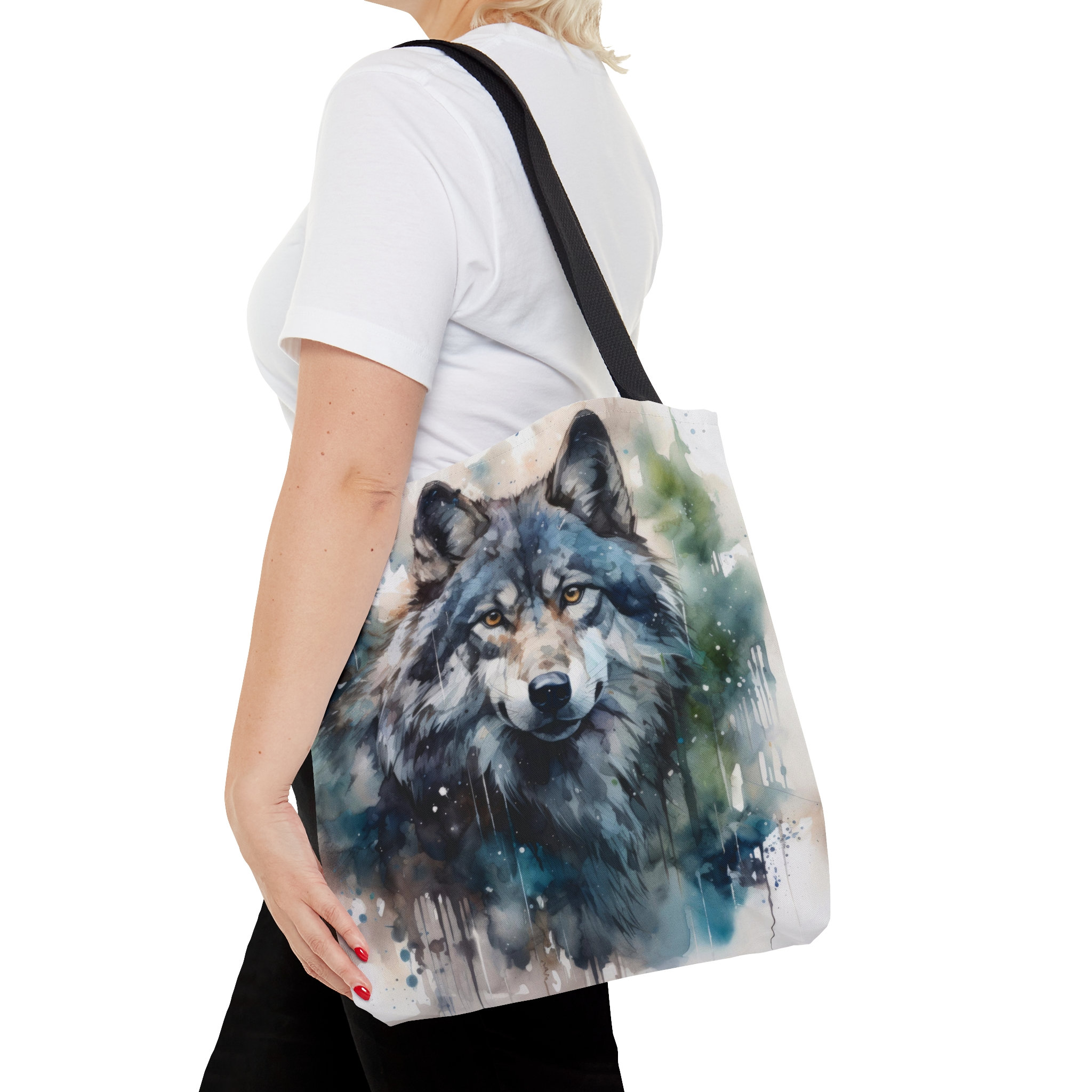Winter Wolf Tote Bag Gray Wolf Shopping Bag Wildlife Art - Etsy