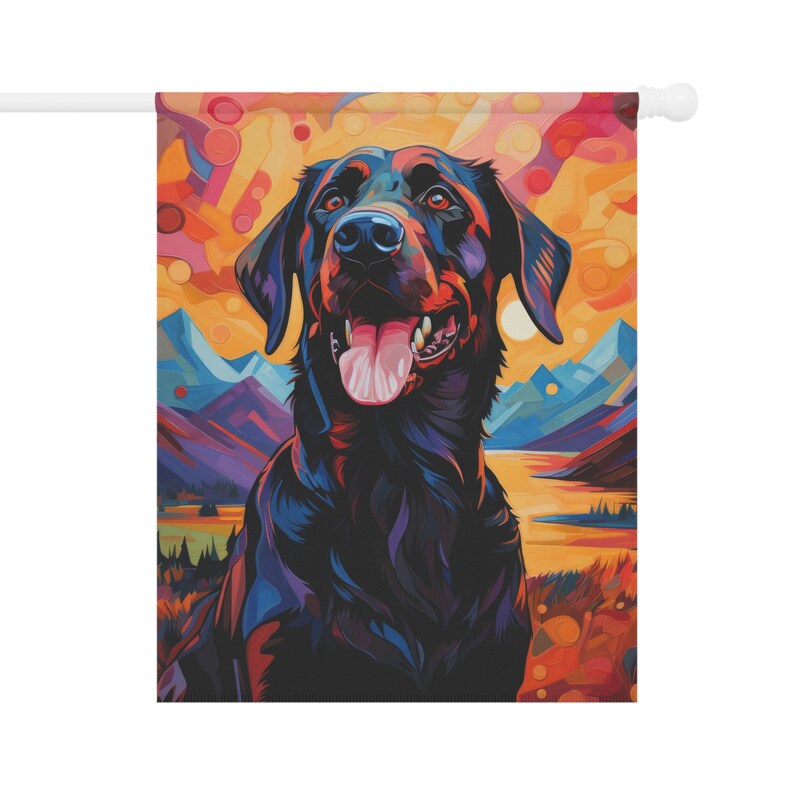 Vibrant Trippy Black Lab Garden & House Flag, Labrador Dog Banner ...