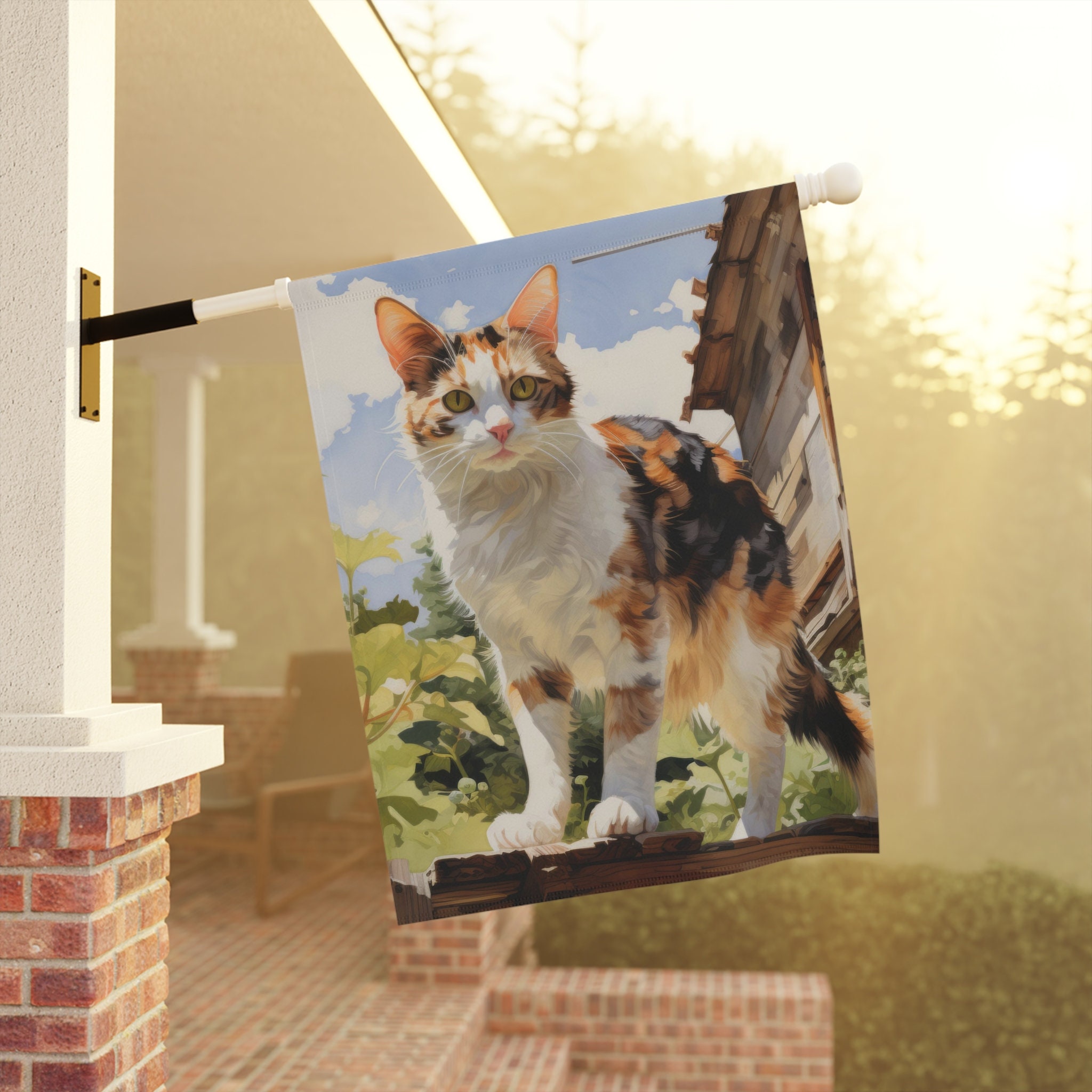 Calico cat in the Garden, Garden & House Flags sold by Pavel Mishkin ...