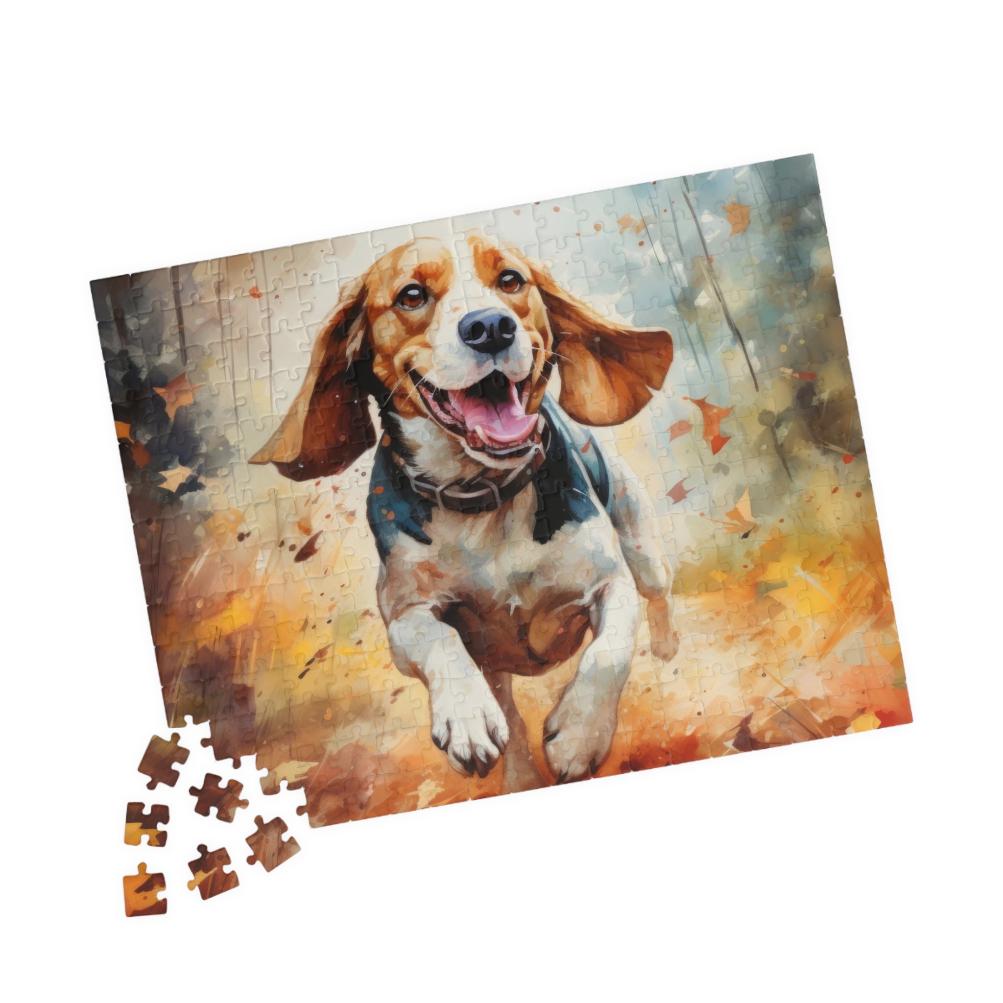 Beagle Fall Forest Jigsaw Puzzle, Chipboard Dog Puzzle, Spring Puzzle ...