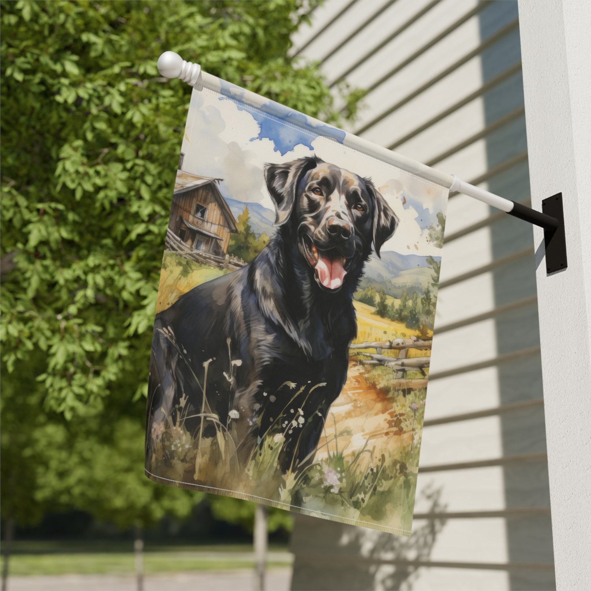 Black Labrador on Farm Garden & House Banner, Dog Flag, Lawn Ornament ...