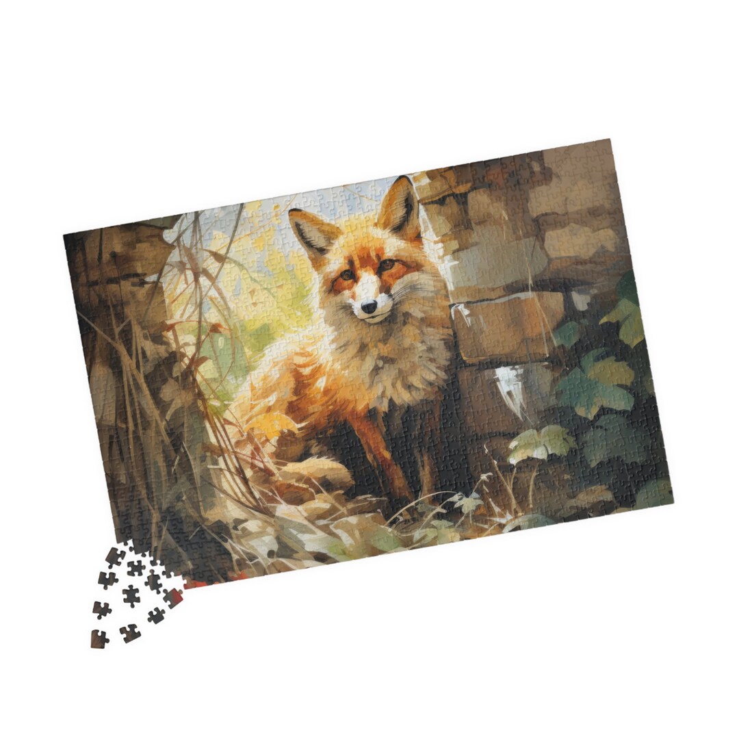 Fox Jigsaw Puzzle, Fox's Hideaway Jigsaw Puzzle, Watercolor Art 110 ...