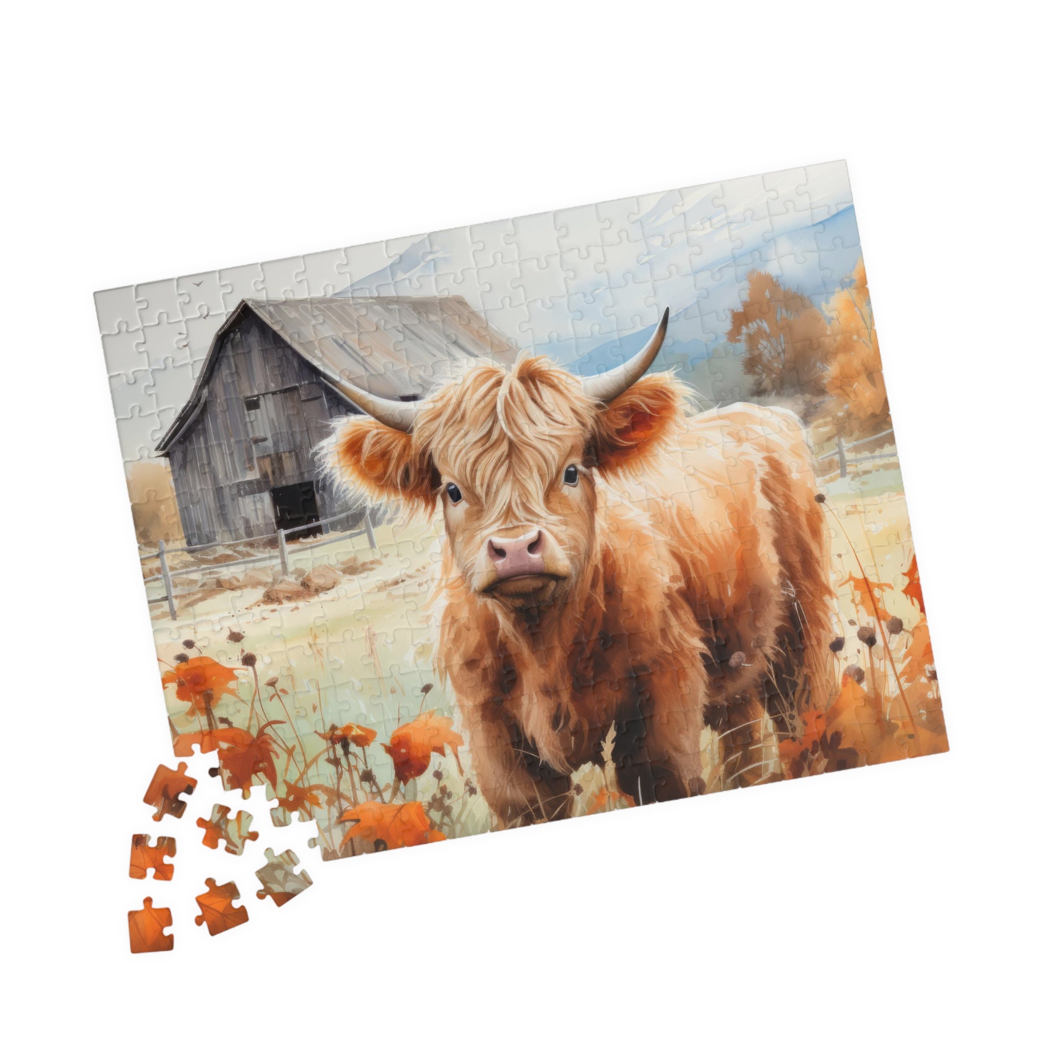 Highlands Cow Jigsaw Puzzle Long Haired Cow Farm Jigsaw - Etsy
