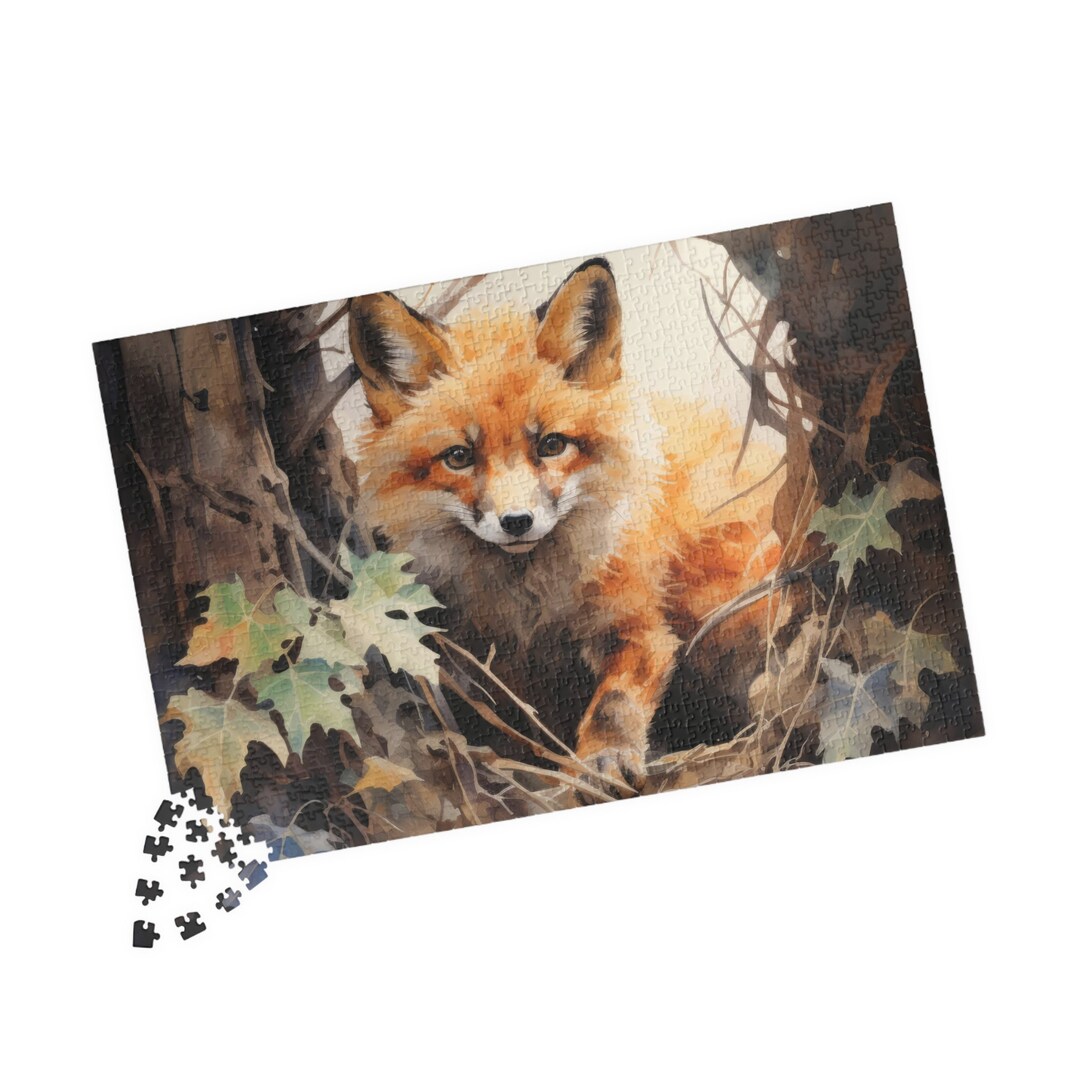 Fox Cub Jigsaw Puzzle, Fox Pup Jigsaw Puzzle, Fox Kit Watercolor Art ...