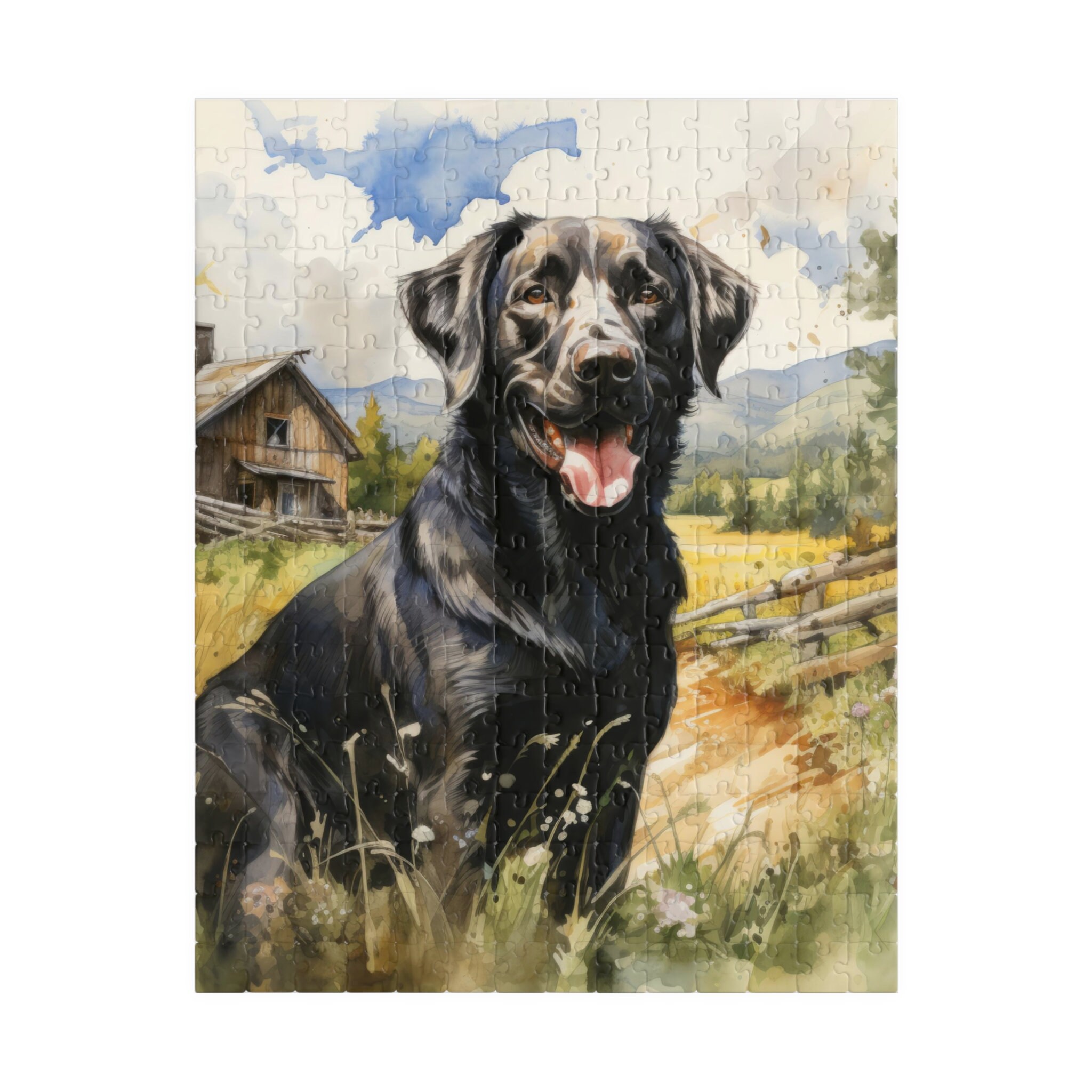 Happy Black Labrador on Farm Jigsaw Puzzle, Chipboard Dog Puzzle, Home ...