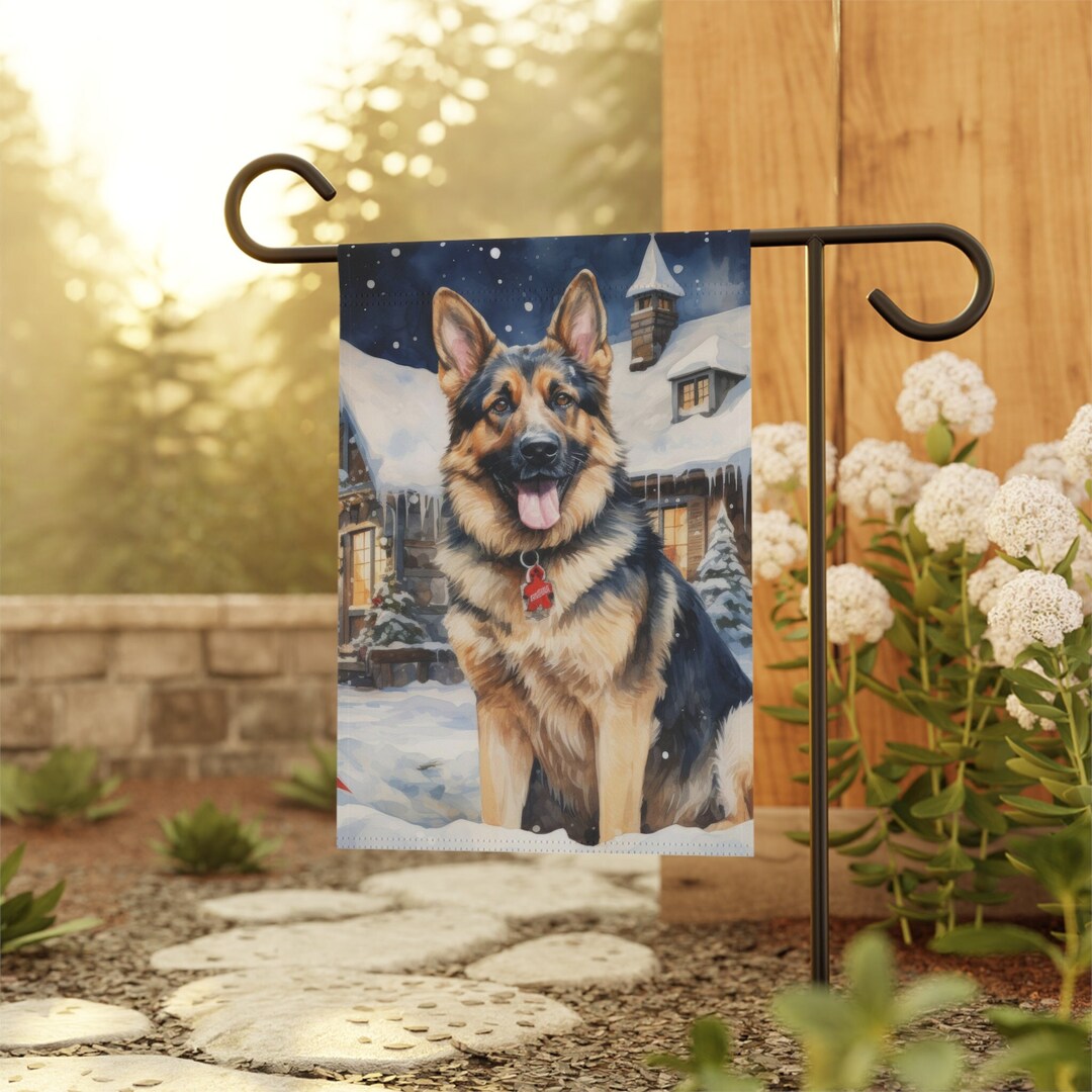 German Shepherd Flag, German Shepherd Christmas Flag, German Shepherd ...