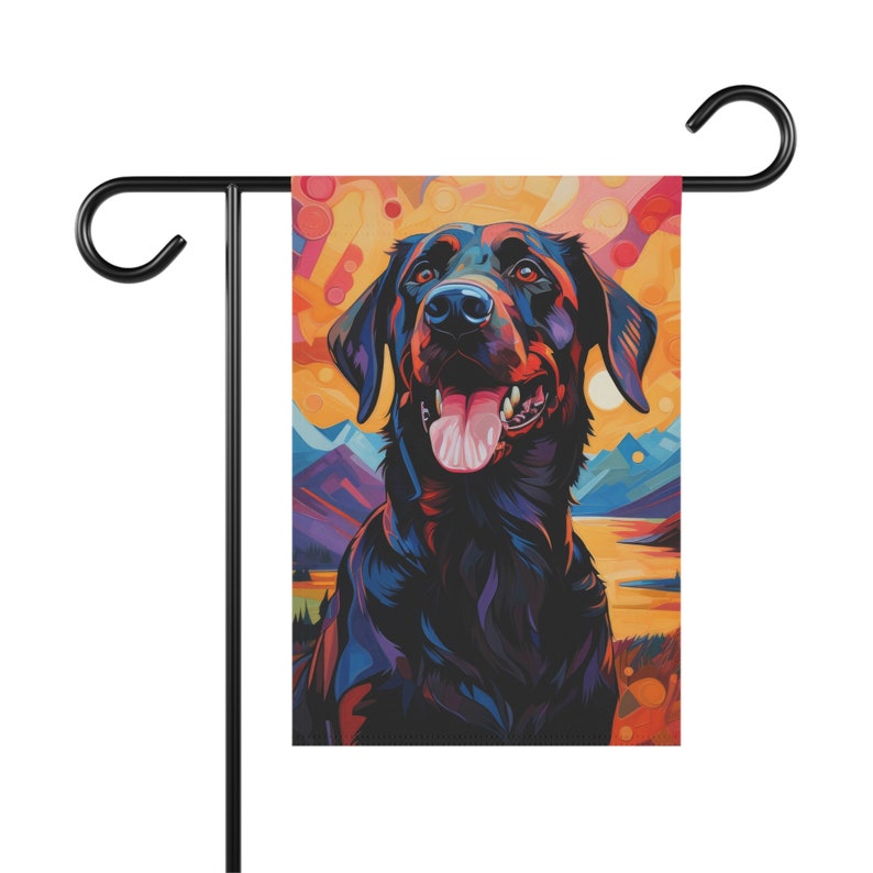 Vibrant Trippy Black Lab Garden & House Flag, Labrador Dog Banner ...