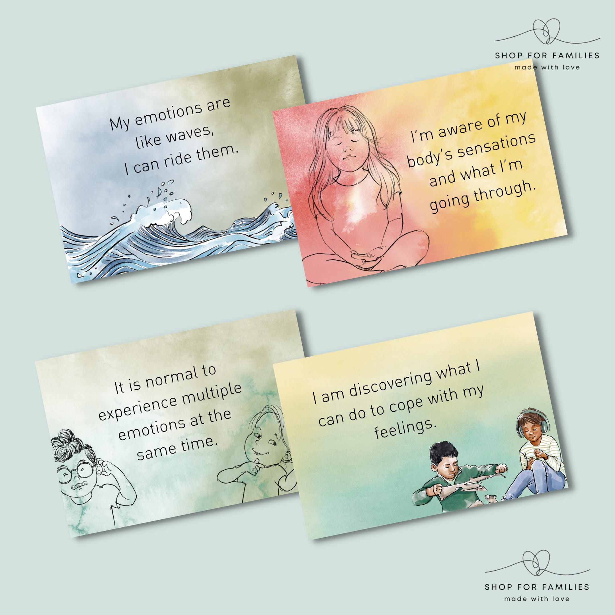 Positive Affirmation Cards for Kids & Parents About Feelings and ...