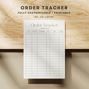 Editable Order Tracker Template, Printable Small Business Inventory ...