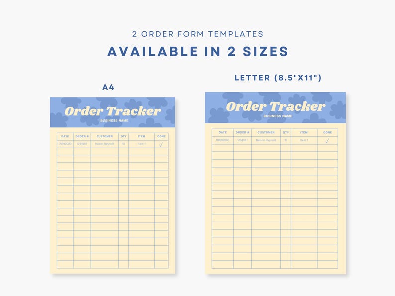 Retro Editable Order Form Template, Printable Small Business Order Form ...