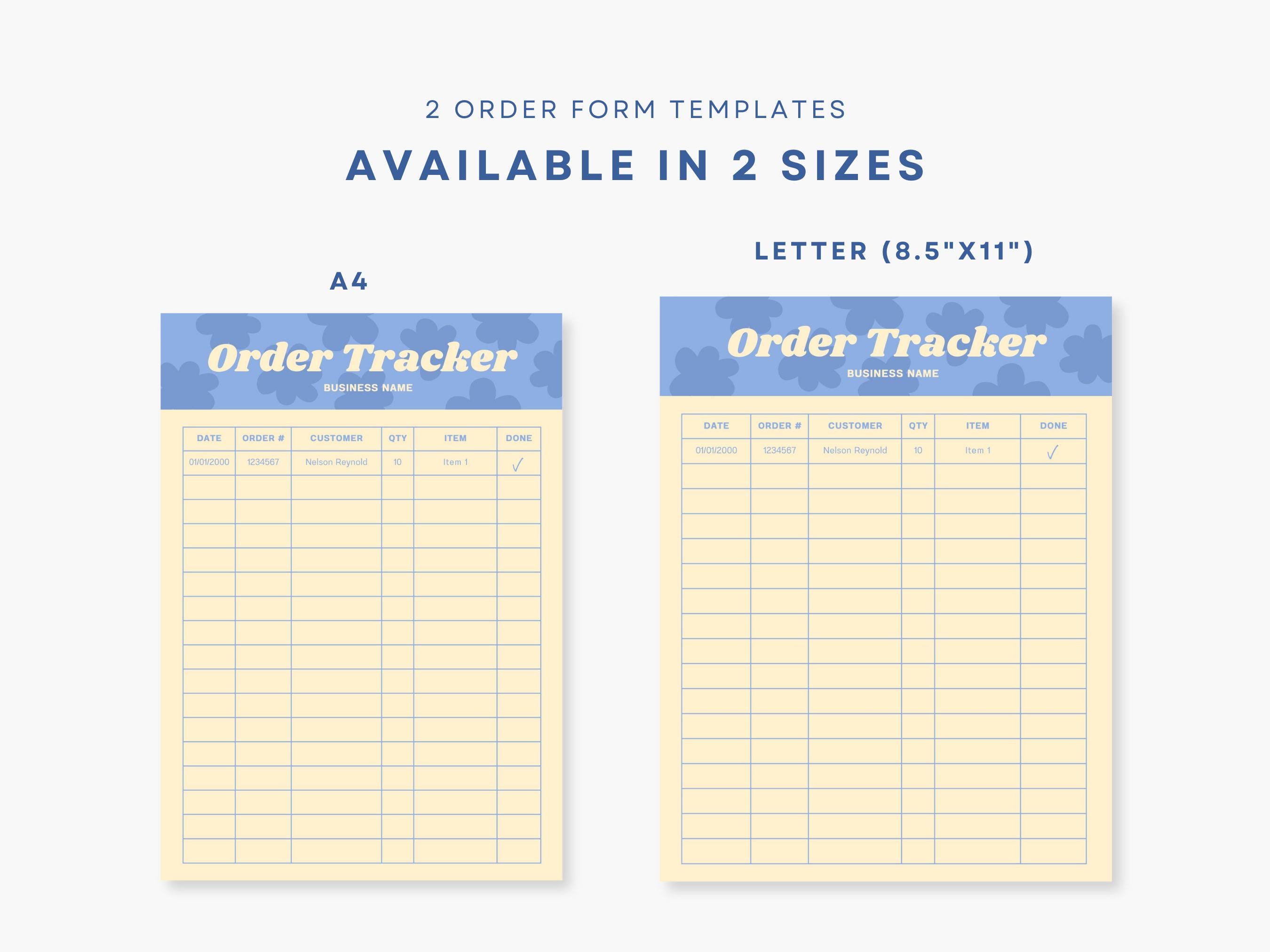 Retro Editable Order Form Template, Printable Small Business Order Form ...