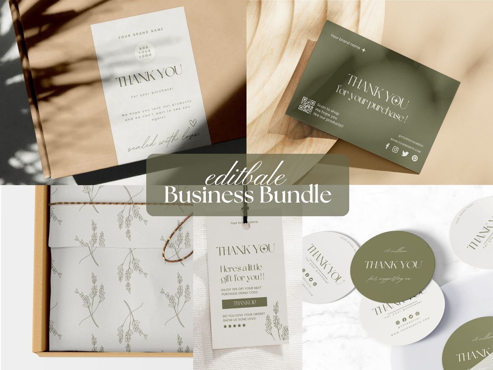 Business Branding Package Editable Kit, Custom Packaging Bundle ...