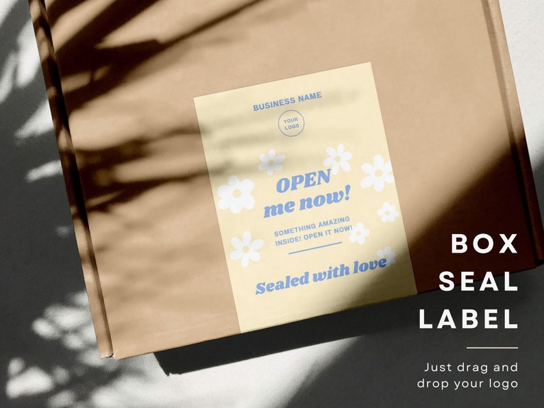 Retro Box Seal Label Template, Custom Packaging Label, Shipping Label ...