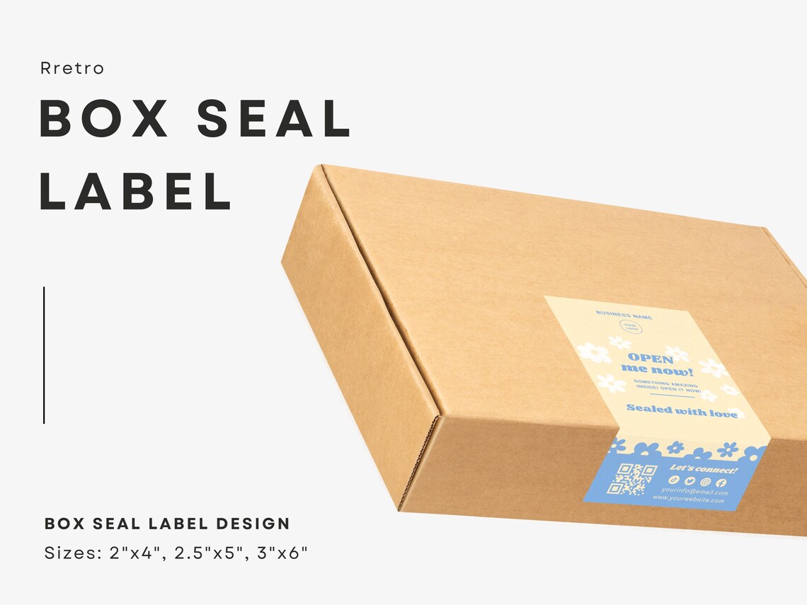 Retro Box Seal Label Template, Custom Packaging Label, Shipping Label ...