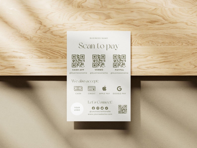 Editable Scan to Pay Template, Printable Small Business Payment Sign ...