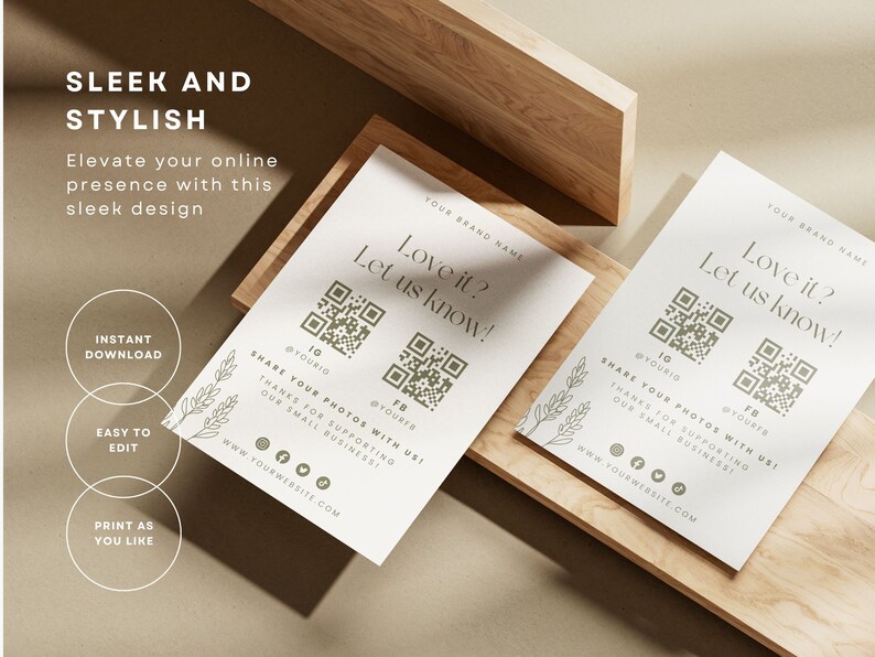 Minimal Social Media Sign Template, Modern Snap and Share Card, QR Code ...