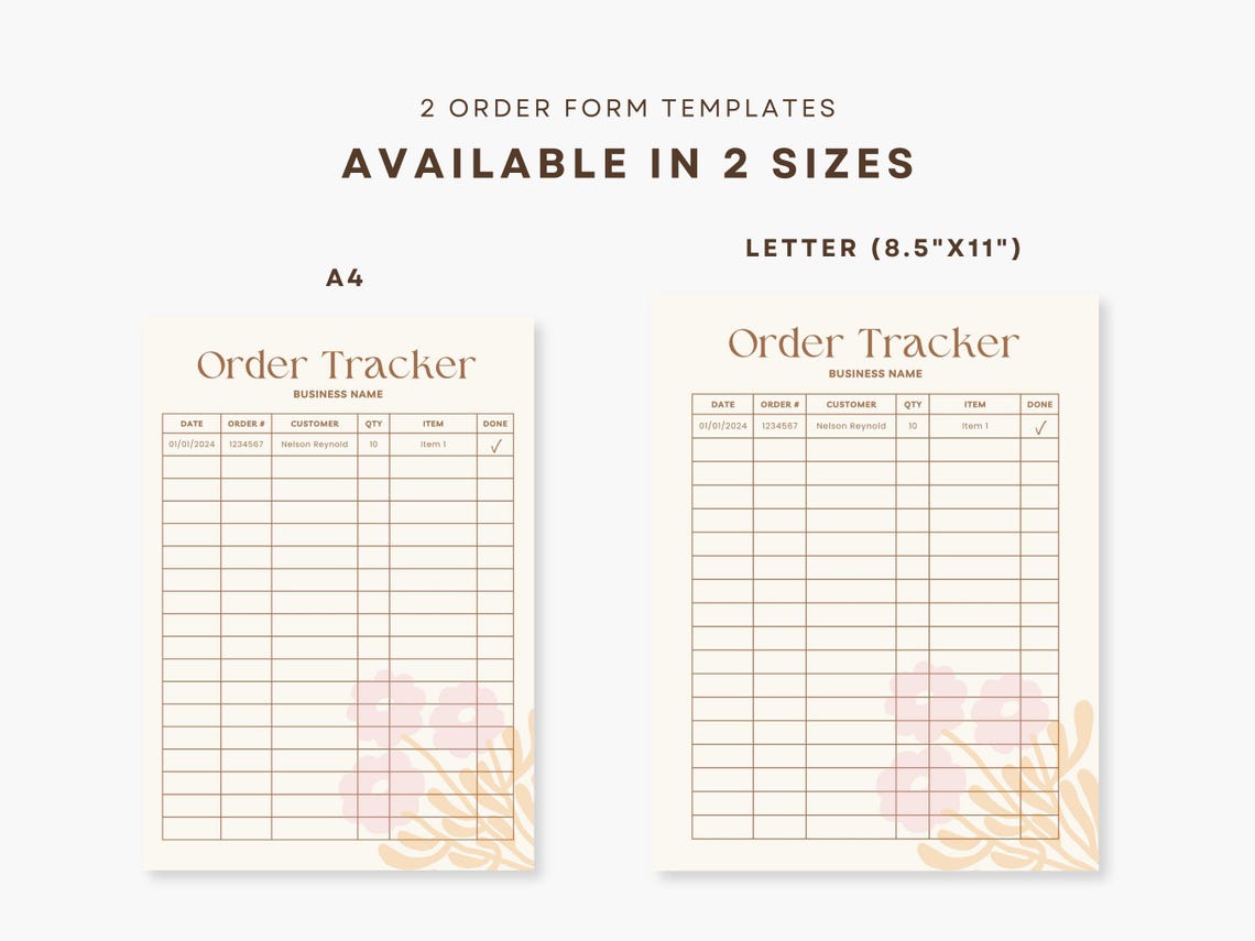 Editable Order Tracker Template, Printable Small Business Inventory ...