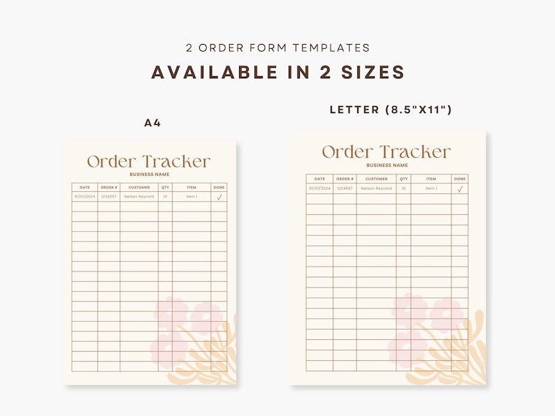 Editable Order Tracker Template, Printable Small Business Inventory ...