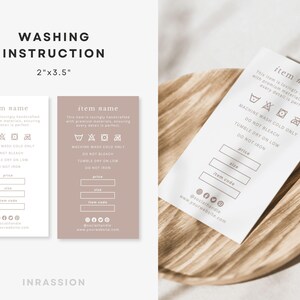 Printable Washing Instructions Card Template, Clothing Care Guide Card ...